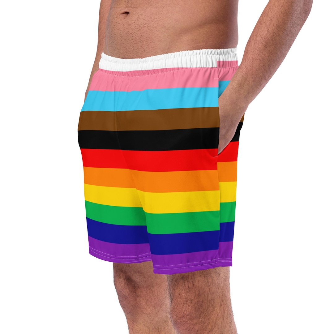 Gay Pride Men's Swim Trunks, Progress Pride Men's Swimwear, Swim Briefs ...