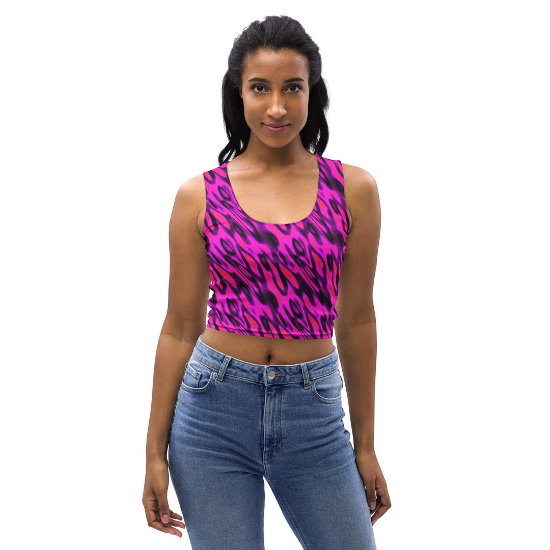 Pink Fire Flames Printed Women Tank Top, Fluffy Fire AOP Gym Workout ...
