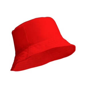 Solid Bright Red Reversible Bucket Hat, Summer Fashion Hat, Casual ...