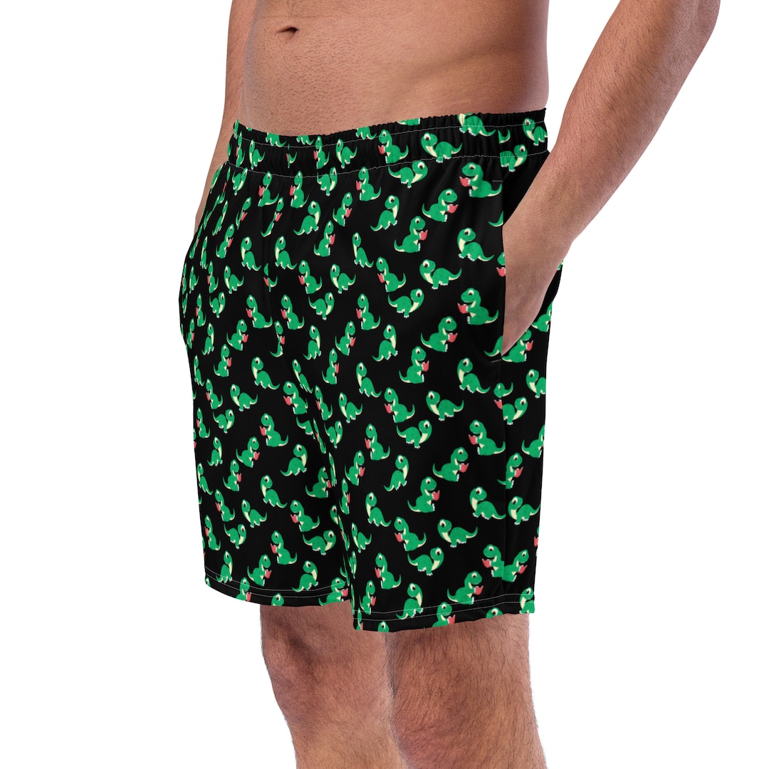 T-rex Dinosaur Printed Men's Swim Trunks, AOP Swimming Trunks, Summer ...