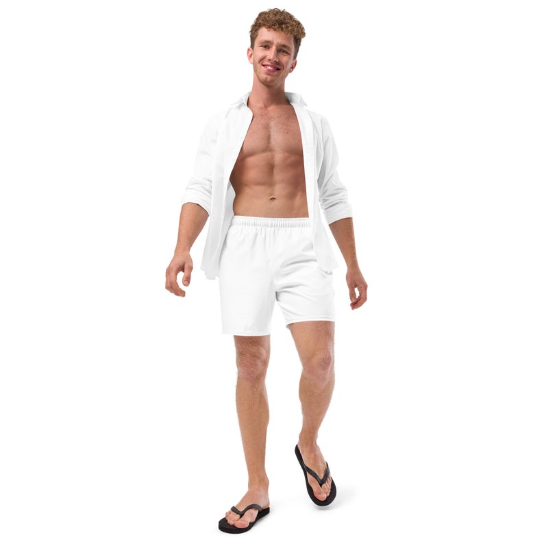 Solid White Mens Swim Trunks, Summer Beach Trunks, Swimming Trunks ...