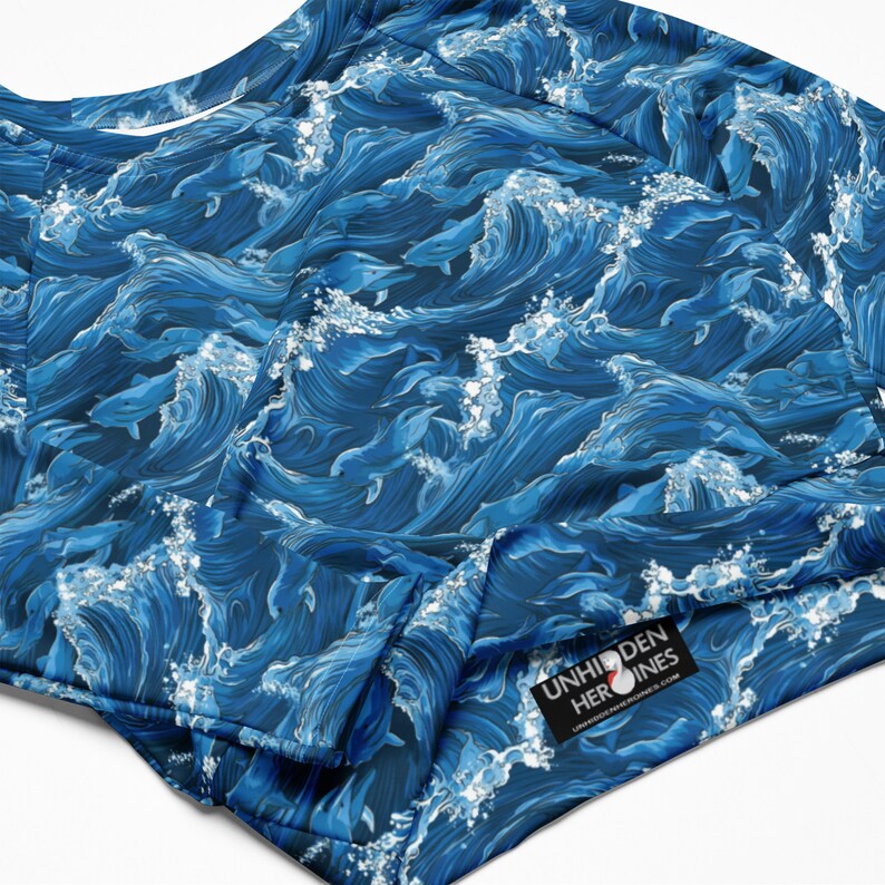 Dolphin Printed Crop Tops Women, Long Sleeve Nautical Crop Top, Under ...