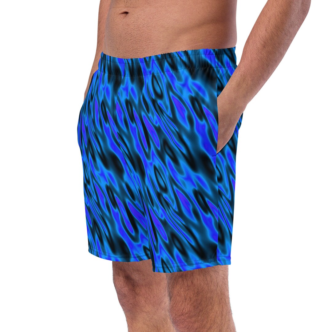 Fire Flames Printed Mens Swim Trunks, Fluffy Fire AOP Swimming Trunks ...