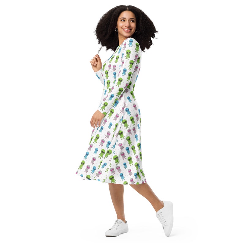 Aliens Sci Fi Midi Dress Women, UFO Aliens Fan Dress, Modest Dress ...