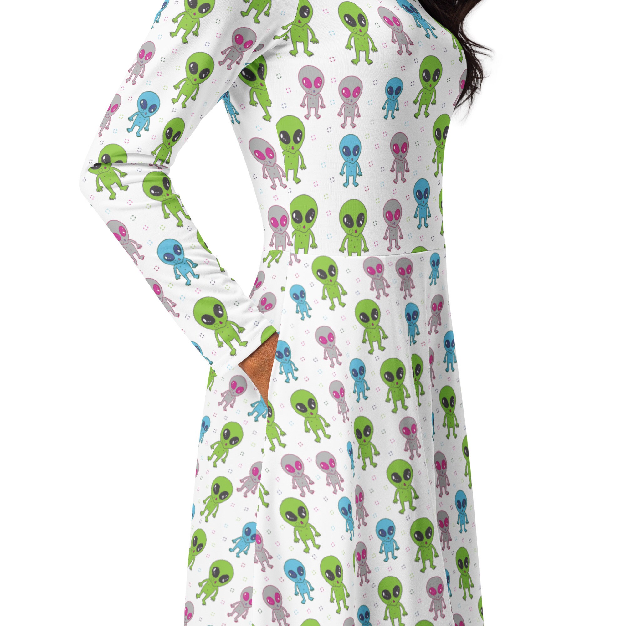 Aliens Sci Fi Midi Dress Women, UFO Aliens Fan Dress, Modest Dress ...