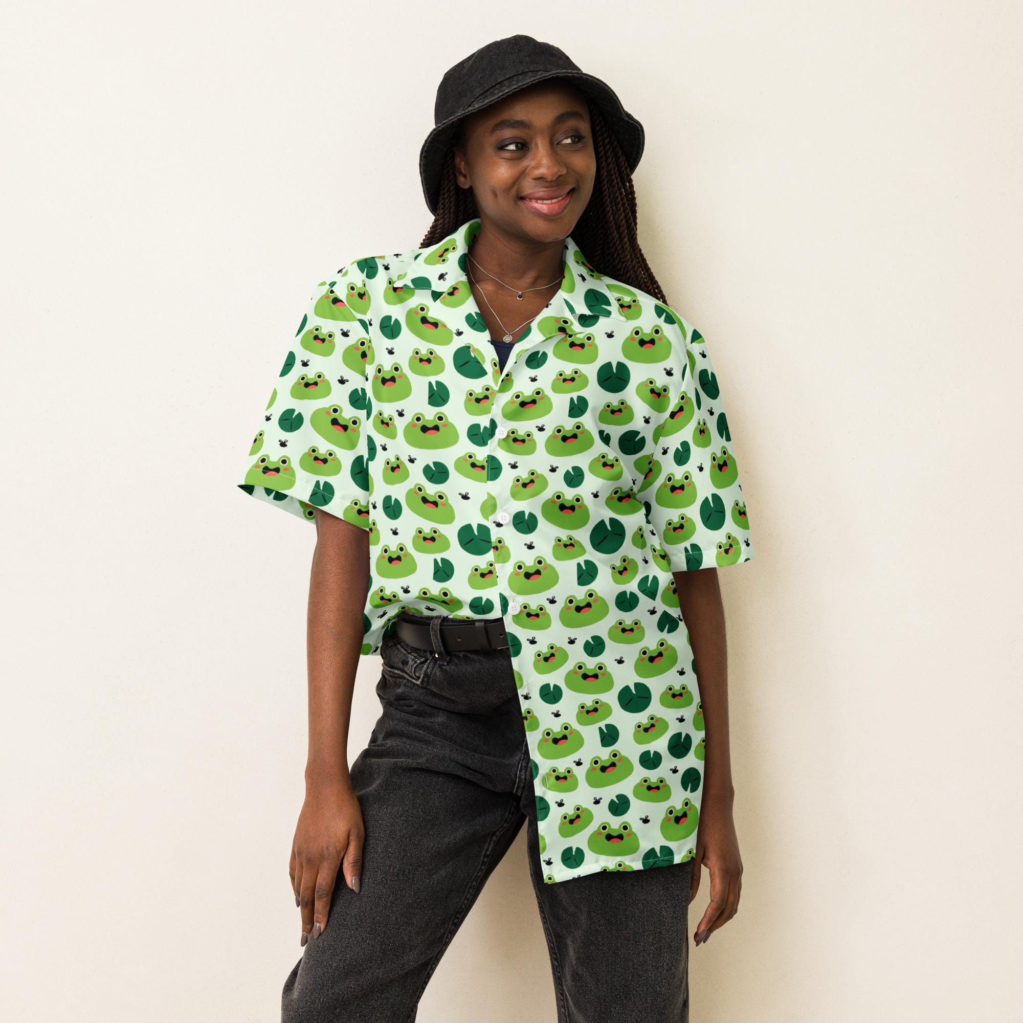 Frogs Animal Print Button Down Shirt, Frogs Lover Gift, Casual Fashion ...