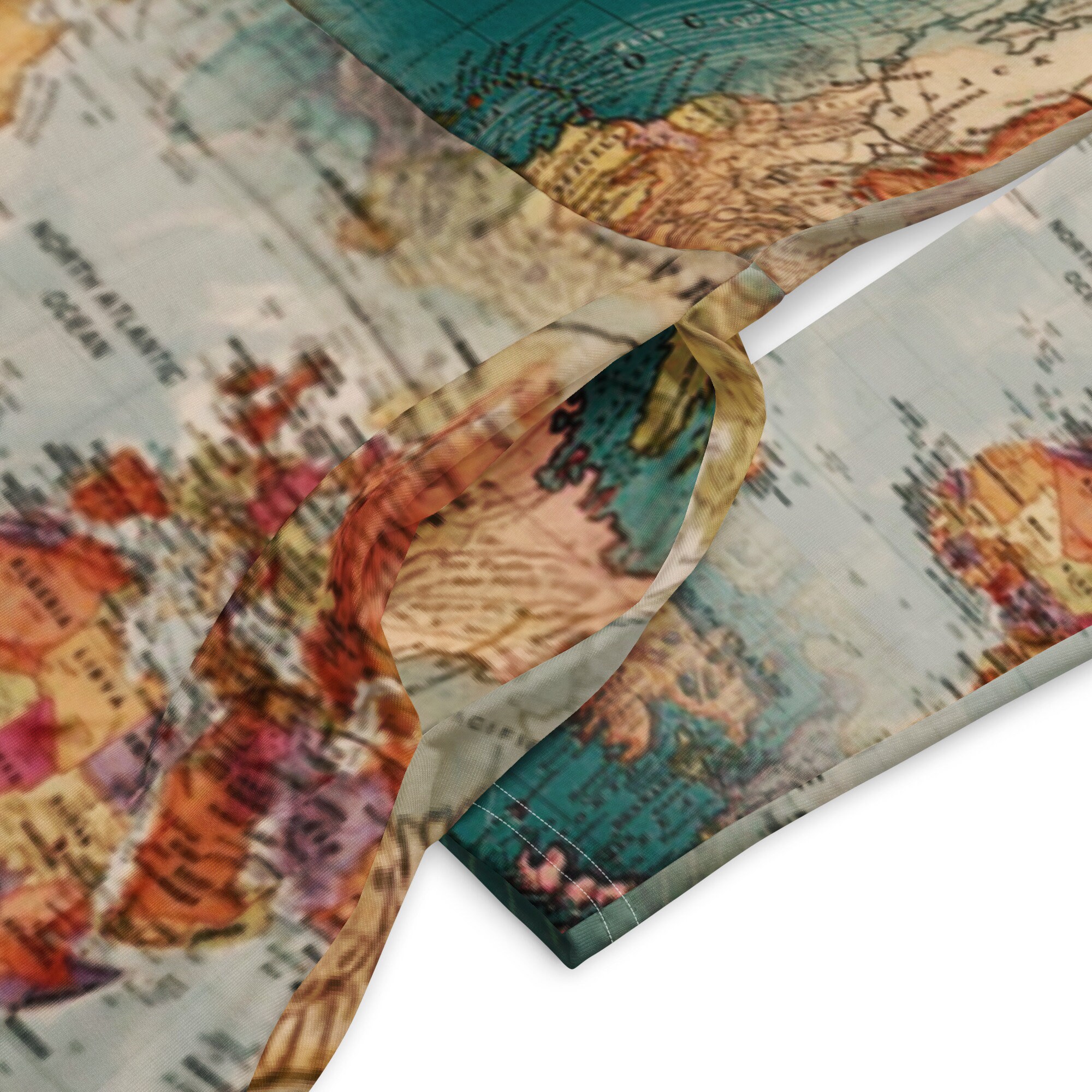 World Map Printed Midi Dress, Round Neck Evening Party Dress, World ...