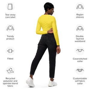 Solid Bright Yellow Crop Top Women, Gym Fitness Top, Women Activewear ...