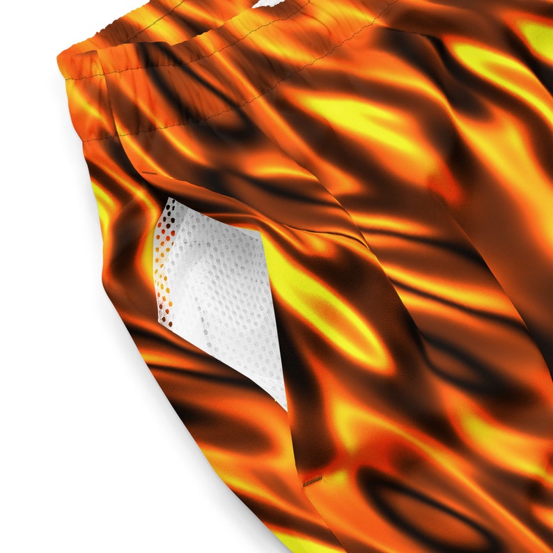 Fire Flames Printed Mens Swim Trunks, Fluffy Fire AOP Swimming Trunks ...