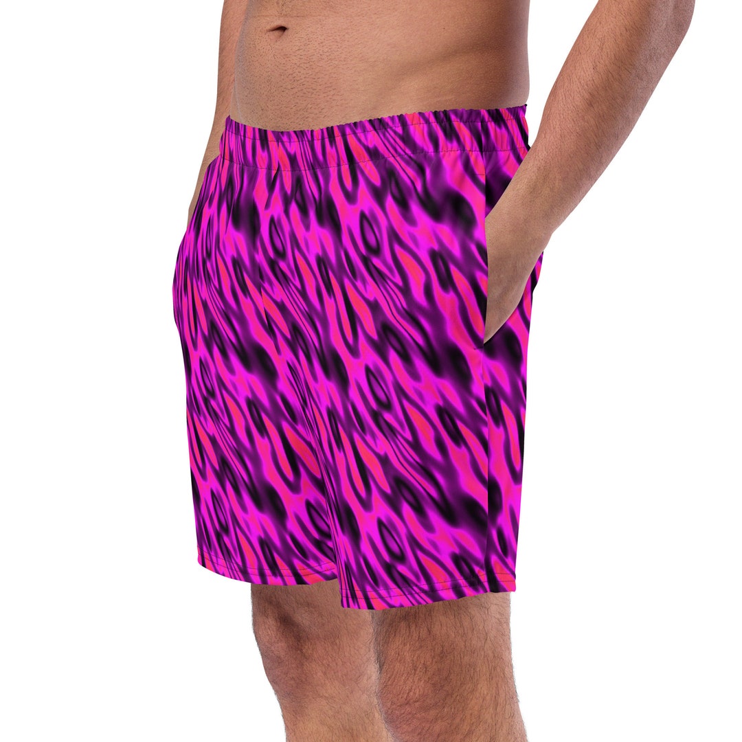 Fire Flames Printed Mens Swim Trunks, Fluffy Fire AOP Swimming Trunks ...