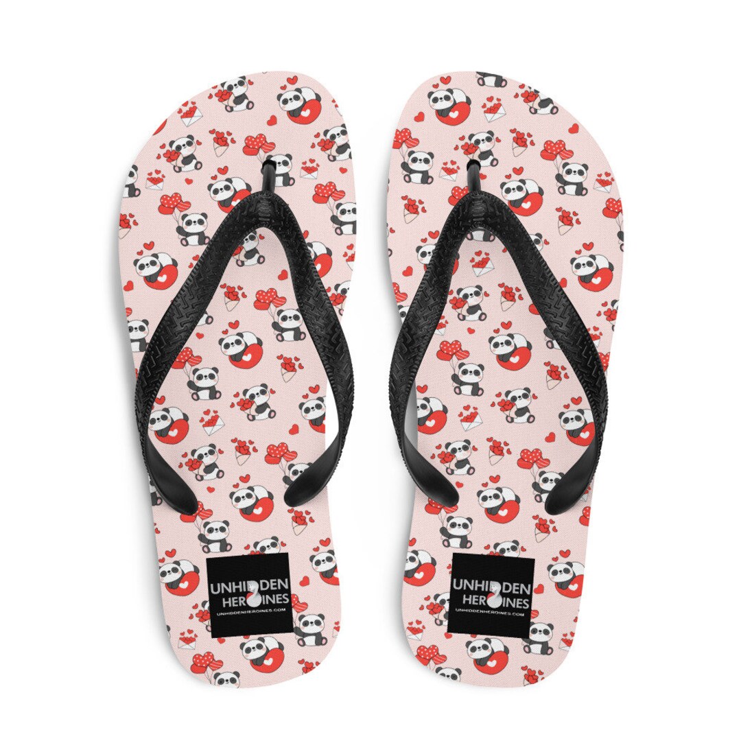 Panda Bears Printed Flip Flops, Cute Animal Flip Flops, Summer Flip ...