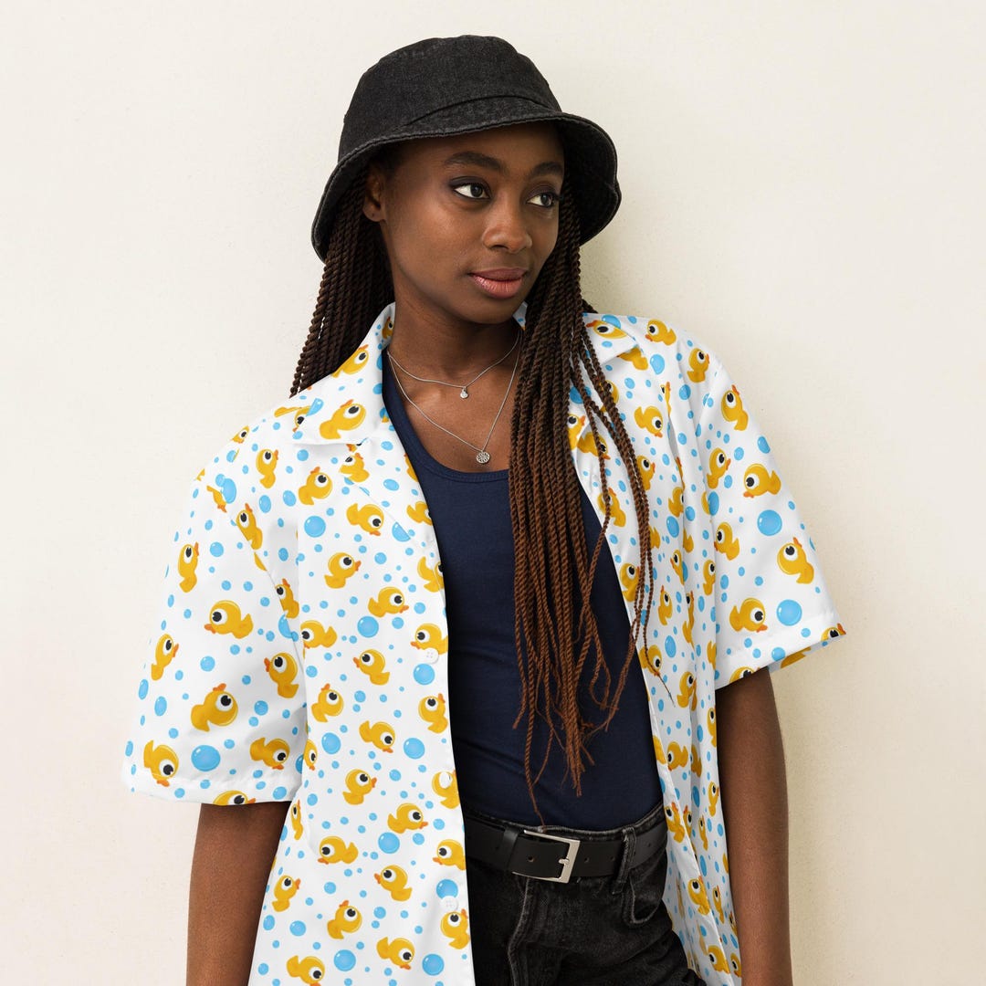 Rubber Ducky Printed Button Down Shirt, Duck Lover Gift, Cute Duck ...