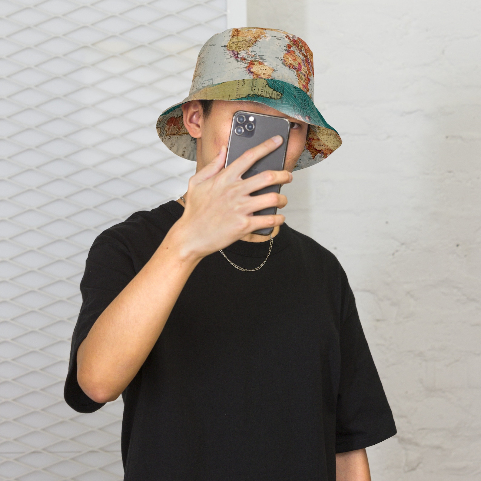 World Map Printed Bucket Hat, All Over Print Reversible Hat, World ...
