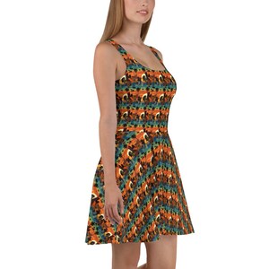 Miami Beach Sunset Printed Skater Dress for Women, Vacation Patterned ...