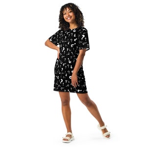 Question Marks Printed T-shirt Dress, Streetwear Aesthetic Tee Shirt ...