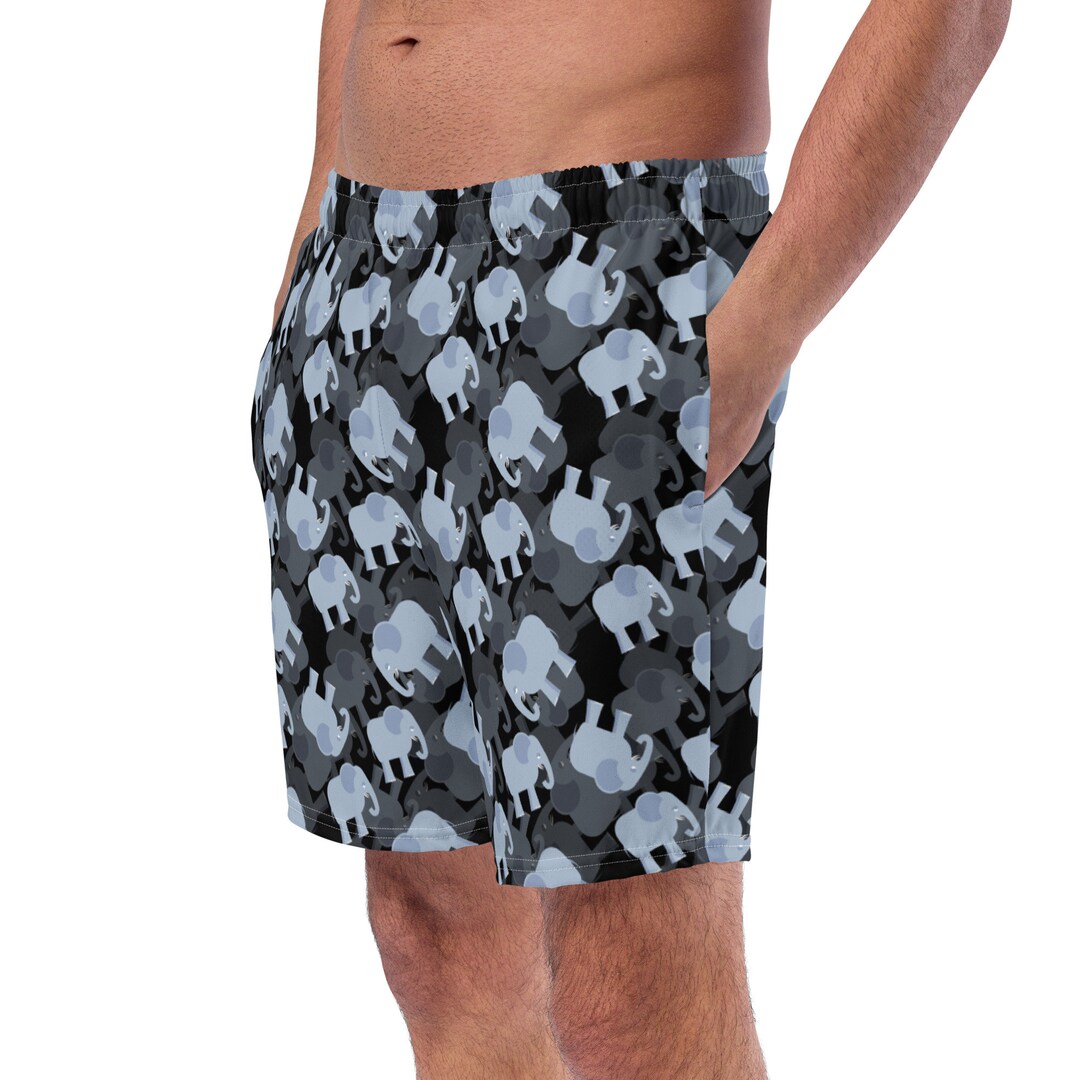Elephant Animal Printed Mens Swim Trunks, AOP Swimming Trunks, Summer ...