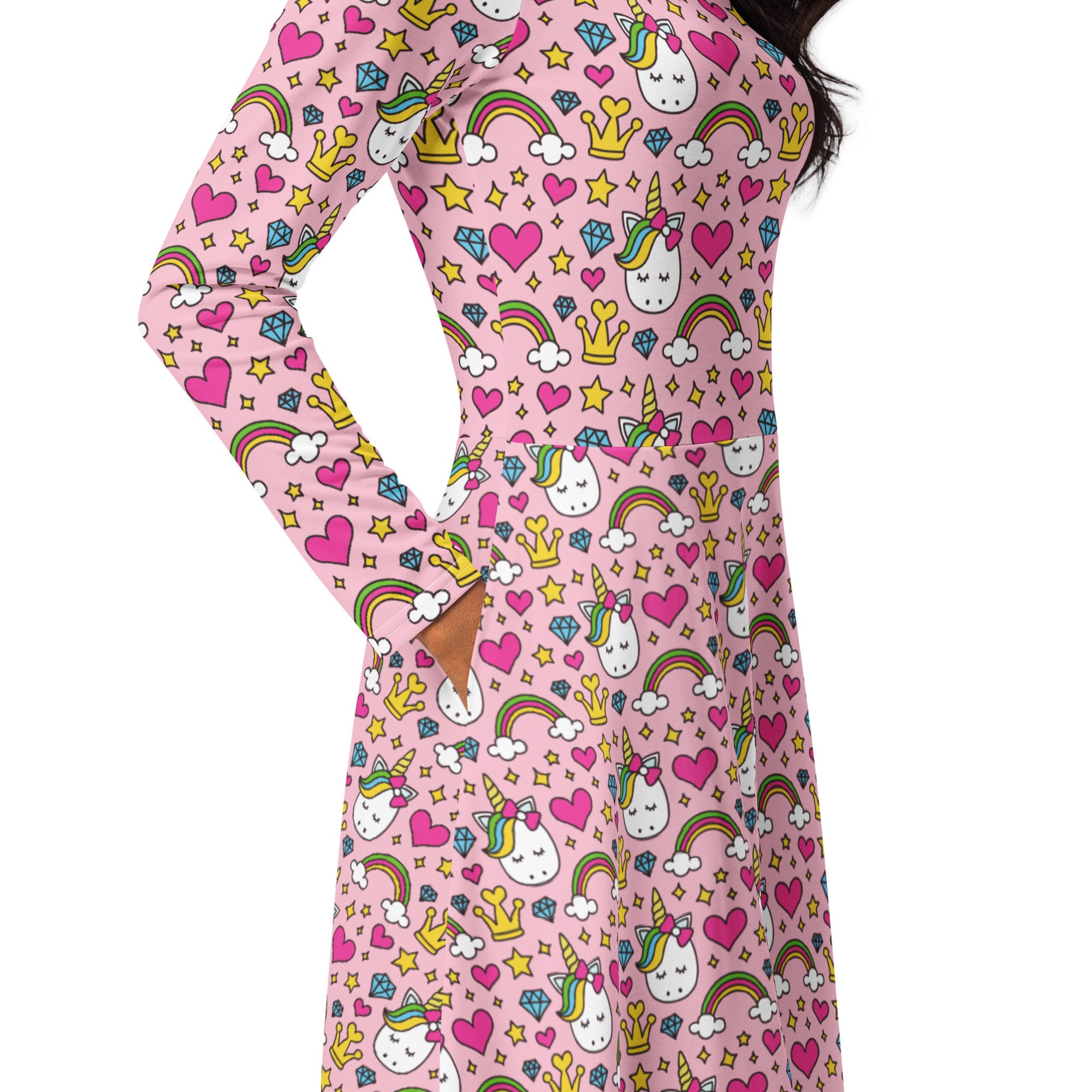 Unicorn Fairytale Midi Dress, Aesthetic Summer Dress With Pockets ...