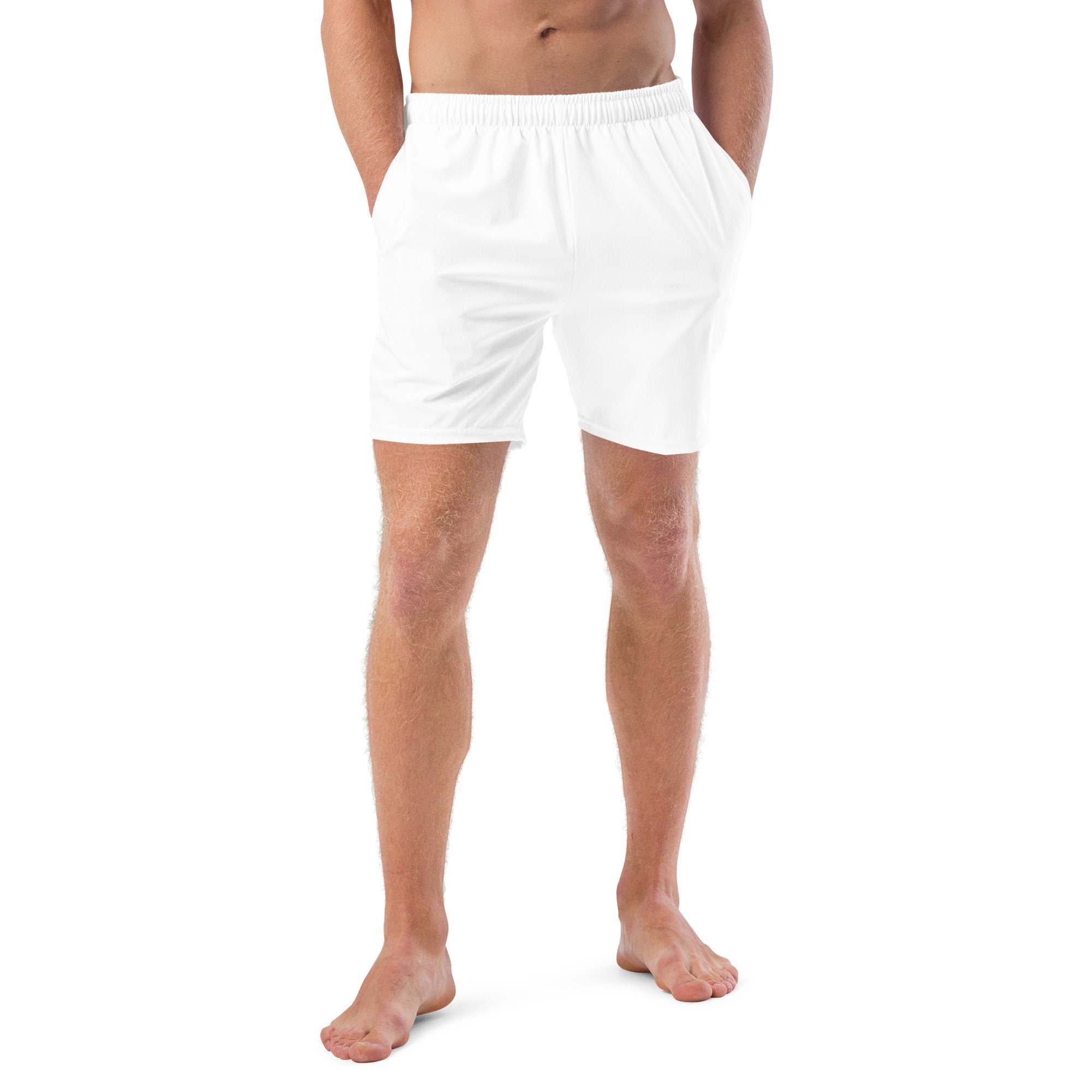 Solid White Mens Swim Trunks, Summer Beach Trunks, Swimming Trunks ...