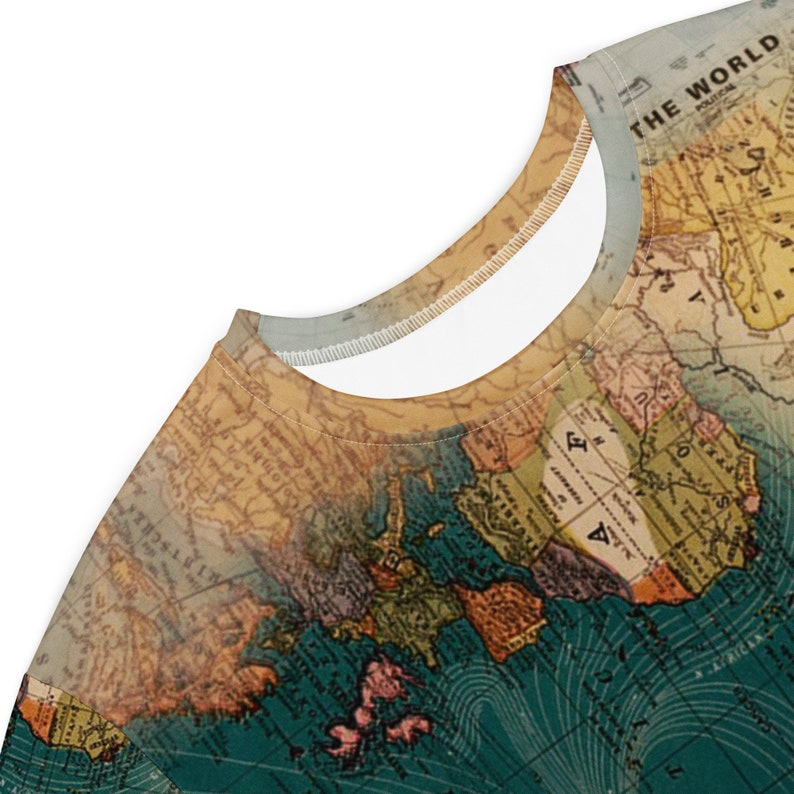 World Map Printed T-shirt Dress, Geography Travel Shirt Dress, All Over ...