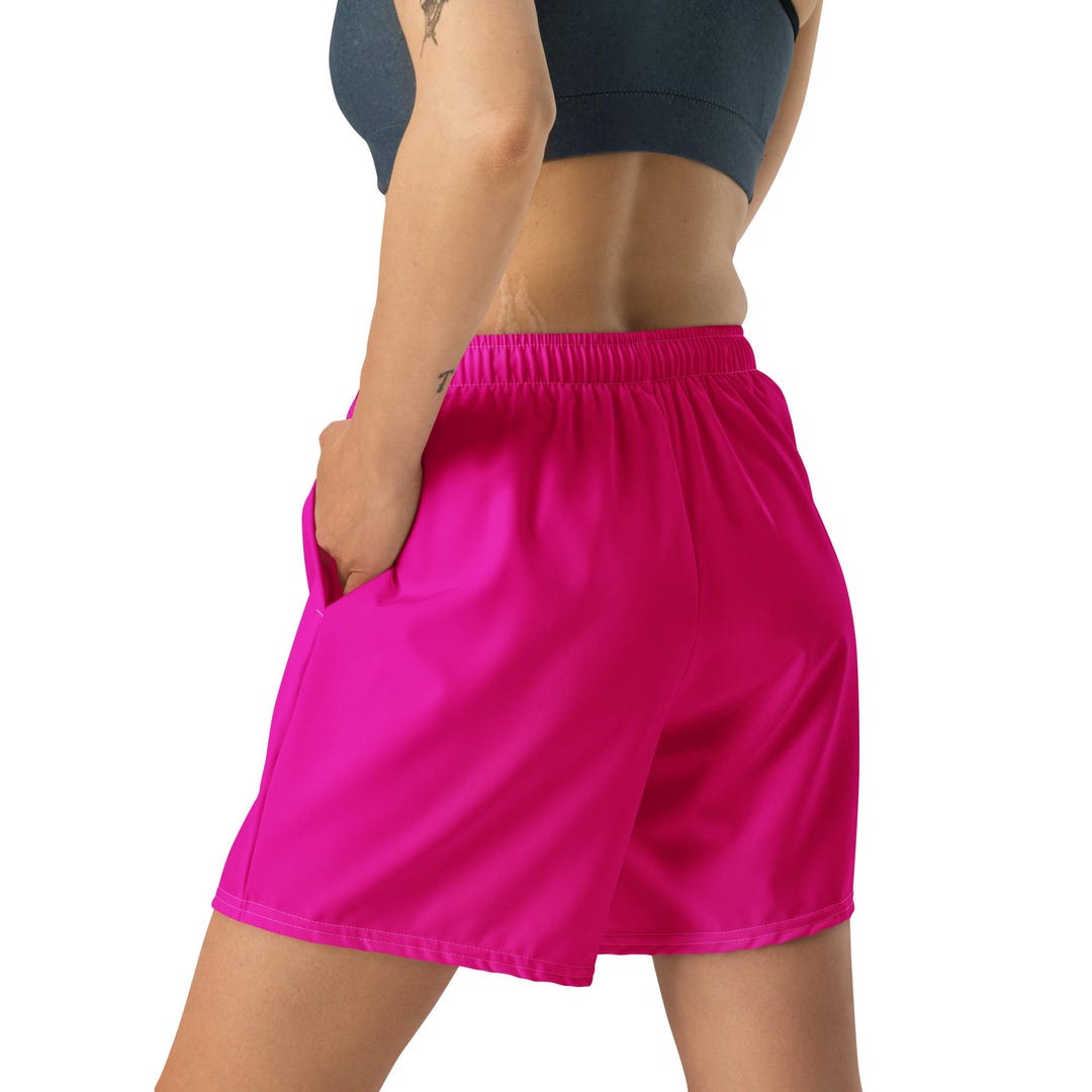 Solid Hot Pink Athletic Shorts, Summer Beach Shorts, Gym Workout ...
