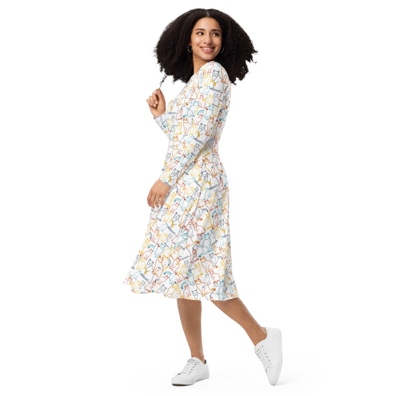 Cute Cat Lady Dress With Pockets, Colorful Kitty Kitten Cats Printed ...