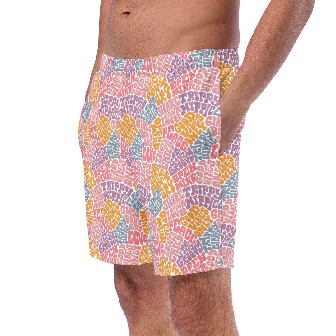 Trippy Hippie Good Vibes AOP Swimming Trunks, Summer Beach Pool Men's ...