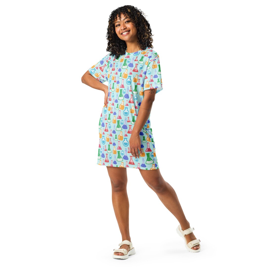 Science Chemistry Printed T-shirt Dress, Science Nerd Geeky Dress ...