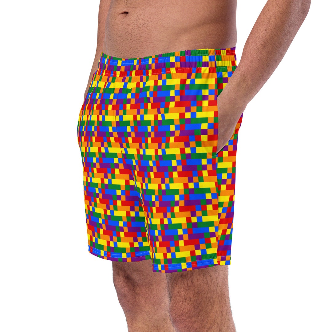 Gay Pride Men's Swim Trunks, Rainbow Mens Swimwear, Swim Briefs ...