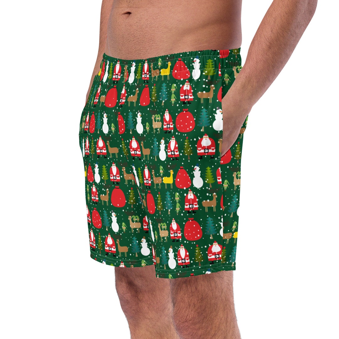 Christmas Santa Printed Mens Swim Trunks, Beach Swimming Trunks, Resort ...
