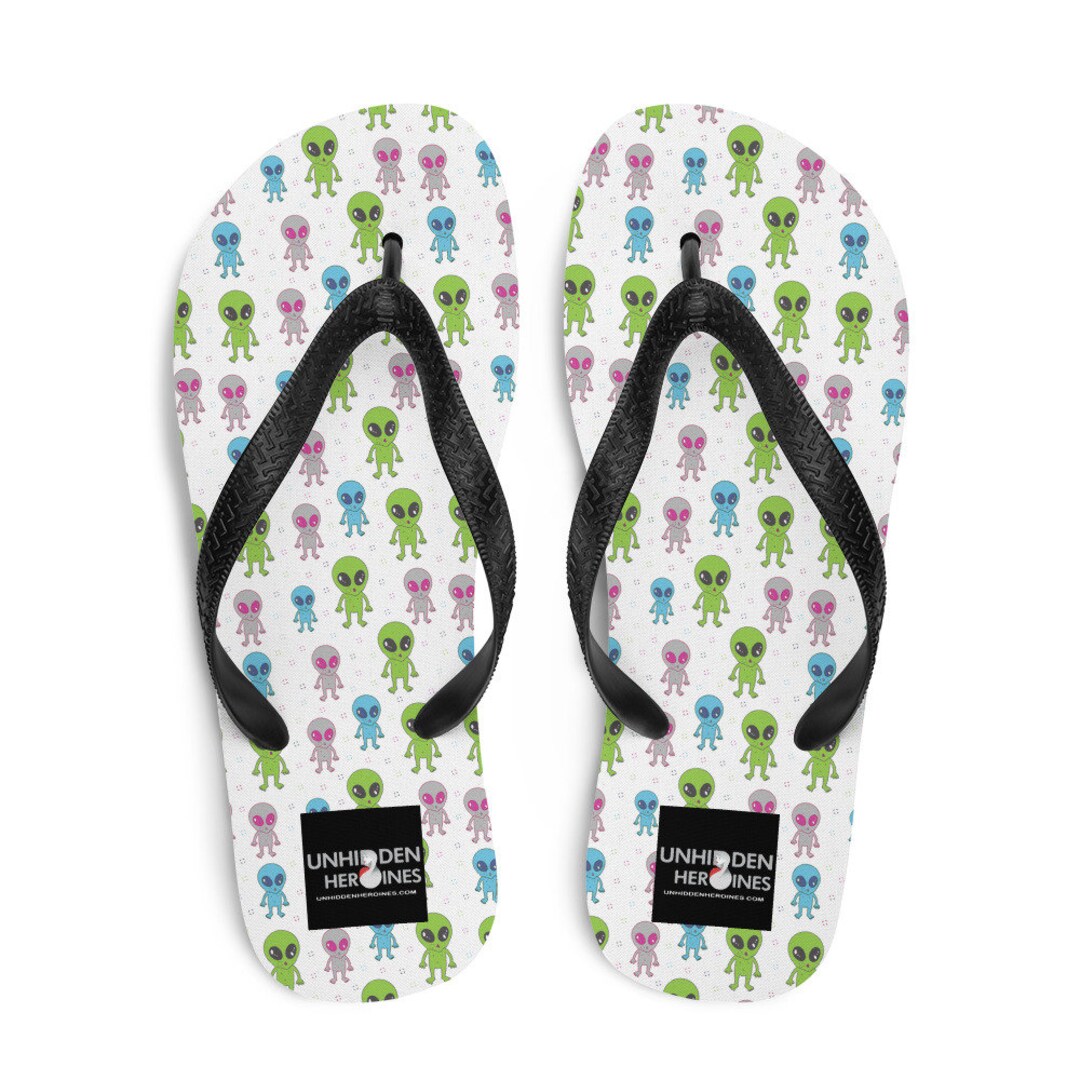 Alien UFO Printed Flip Flops, Sci Fi Flip Flops, Summer Beach Flip ...