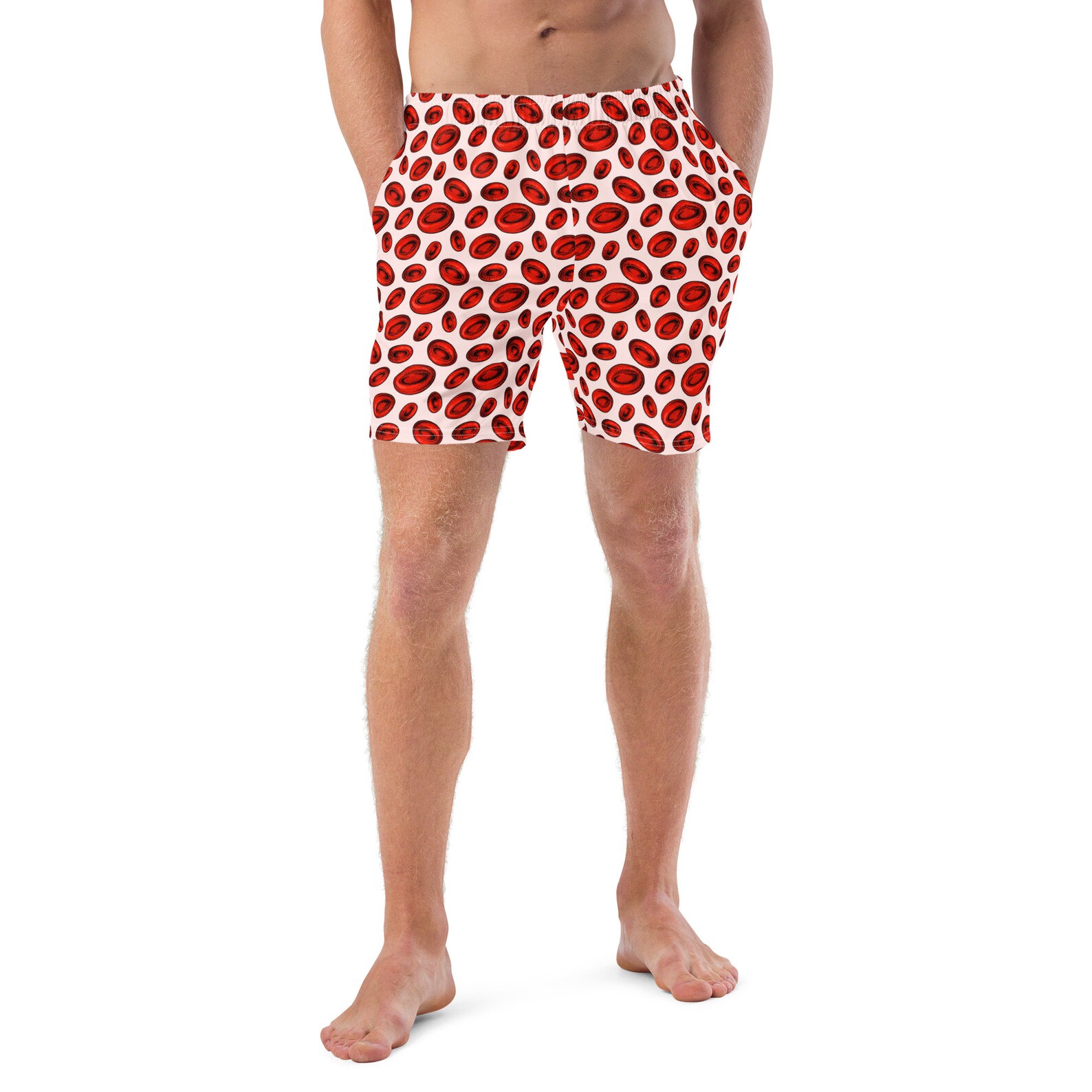 Red Blood Cells AOP Swimming Trunks, Summer Beach Pool Mens Swim Trunks ...