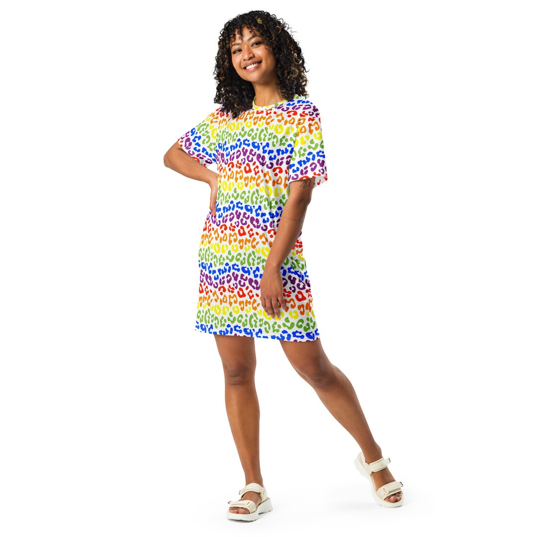 LGBTQ Rainbow Cheetah T-shirt Dress, Gay Lesbian Pride Shirt Dress ...