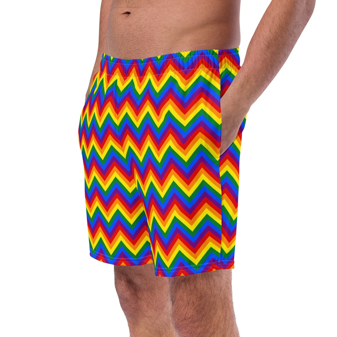 Gay Pride Men's Swim Trunks, Rainbow Mens Swimwear, Swim Briefs ...