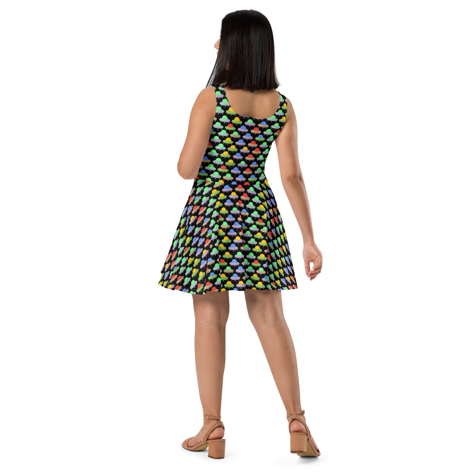 Aliens Sci-fi Skater Dress, Outer Space UFO Dress, All Over Print ...