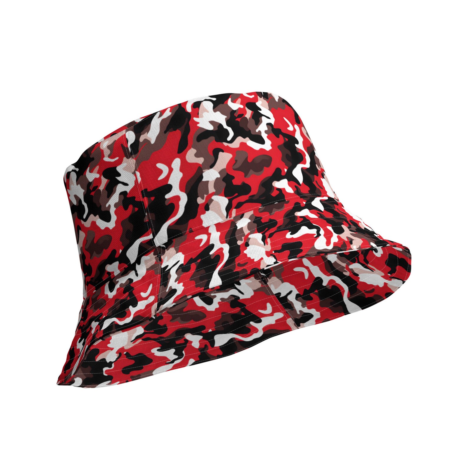 Red Camo Reversible Bucket Hat, Camouflage Summer Sun Hat, Casual ...