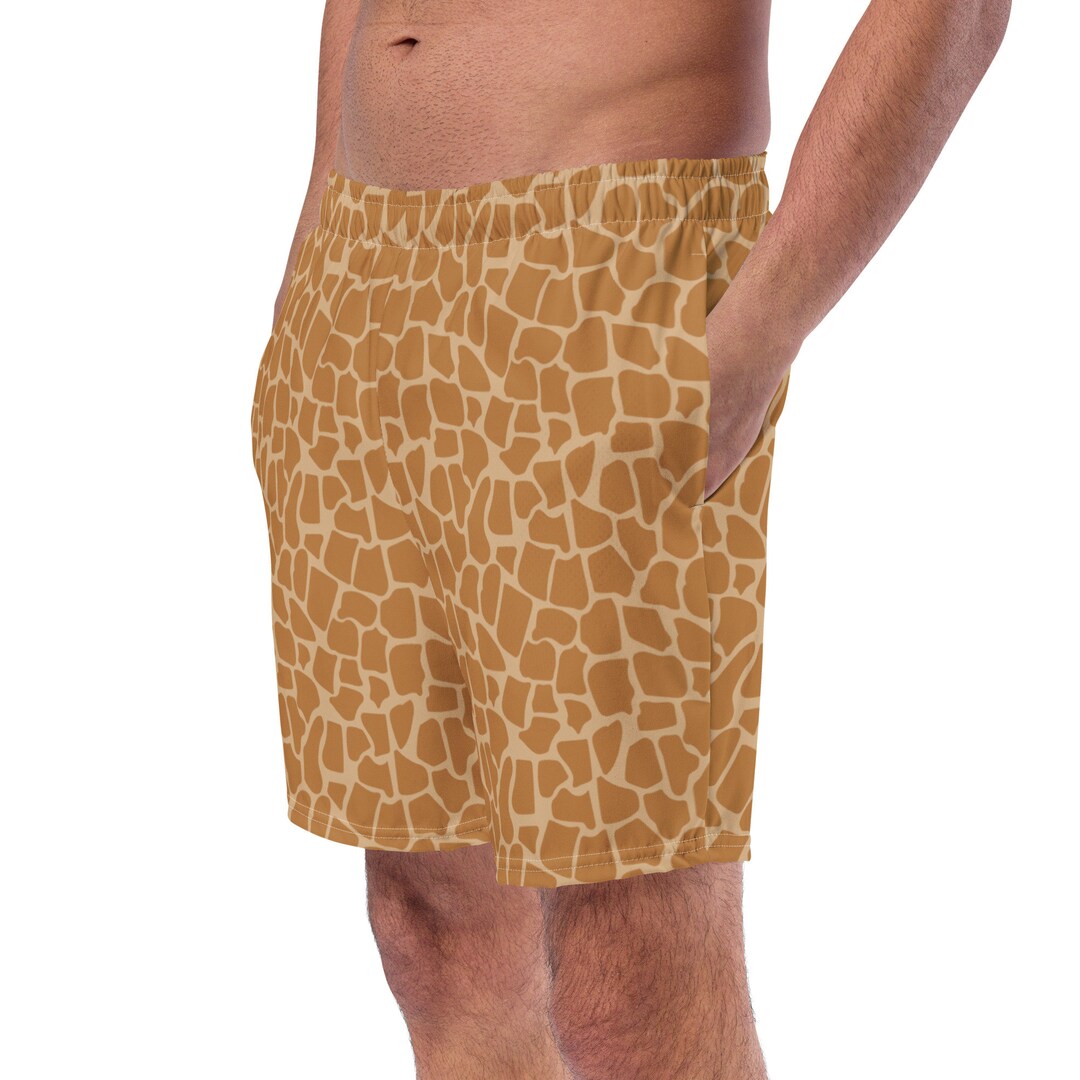 Giraffe Spots Printed Men's Swim Trunks, AOP Swimming Trunks, Summer ...
