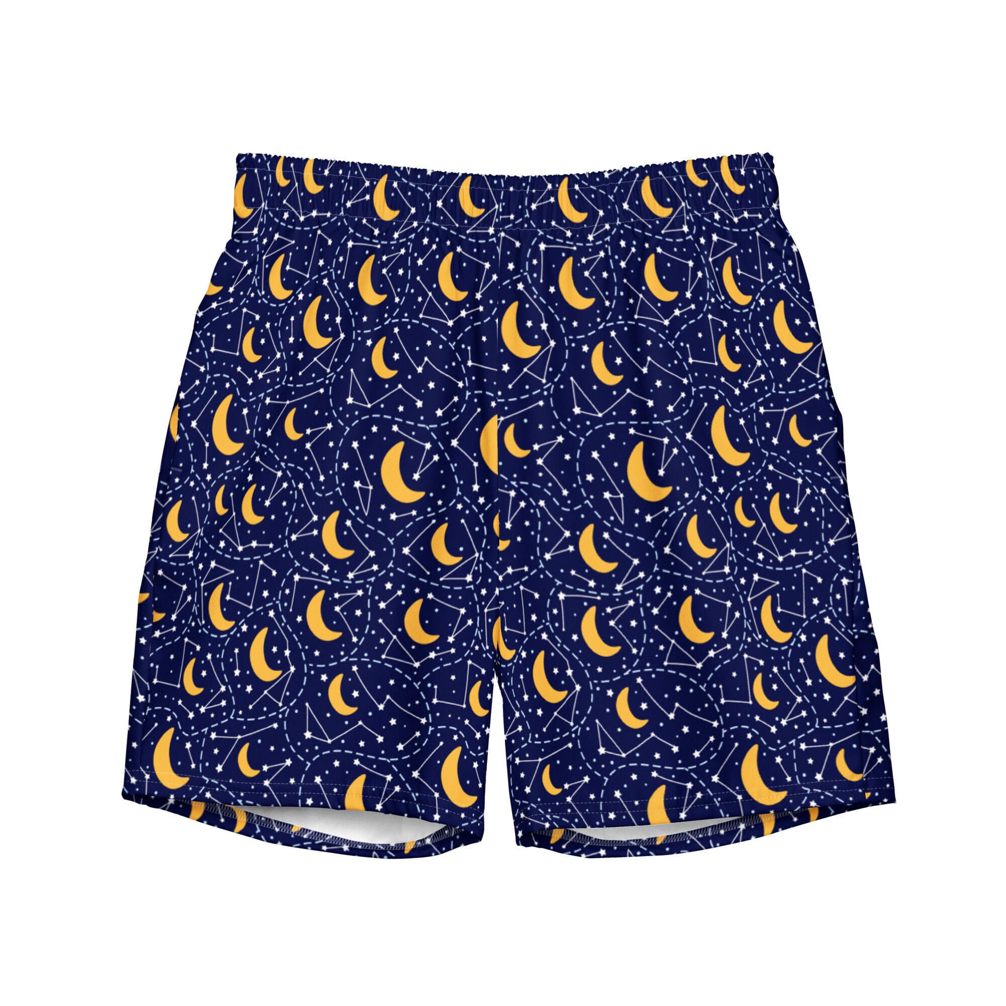 Universe Moon Stars Printed Swimming Trunks, Outerspace Galaxy AOP Mens ...