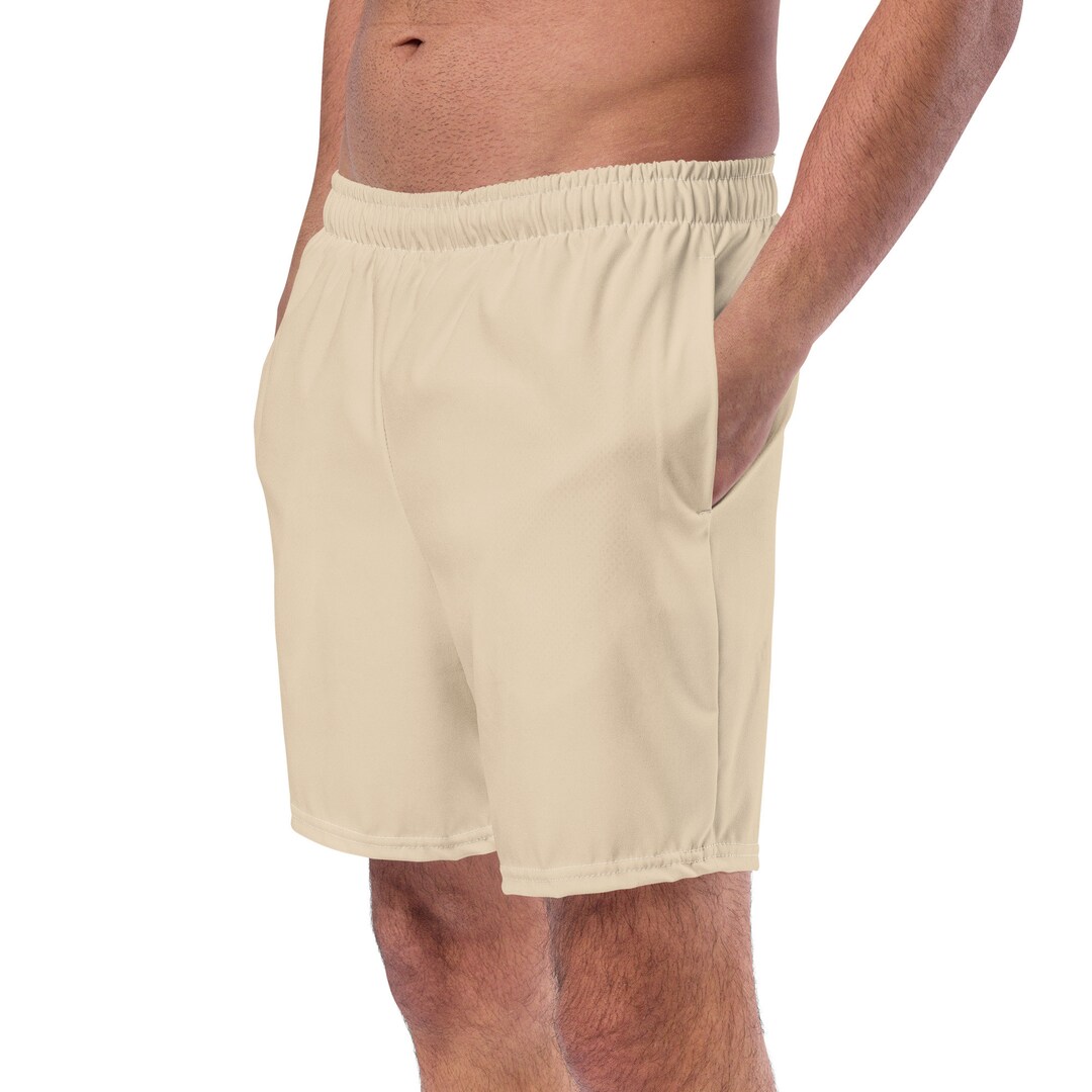 Solid Light Brown Men's Swim Trunks, Summer Beach Trunks, Swimming ...