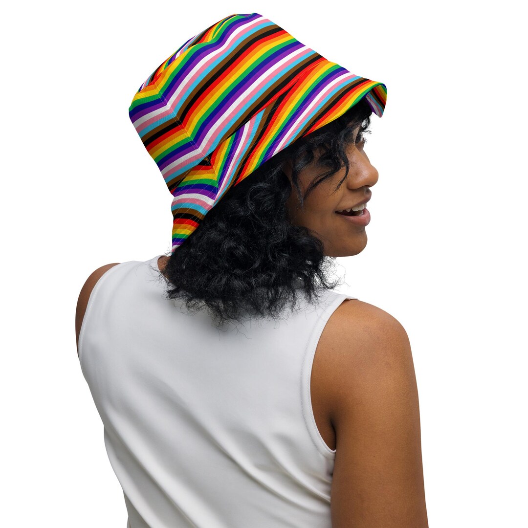 Progress Pride Reversible Bucket Hat, Gay Lesbian Pride Hat, LGBTQ ...