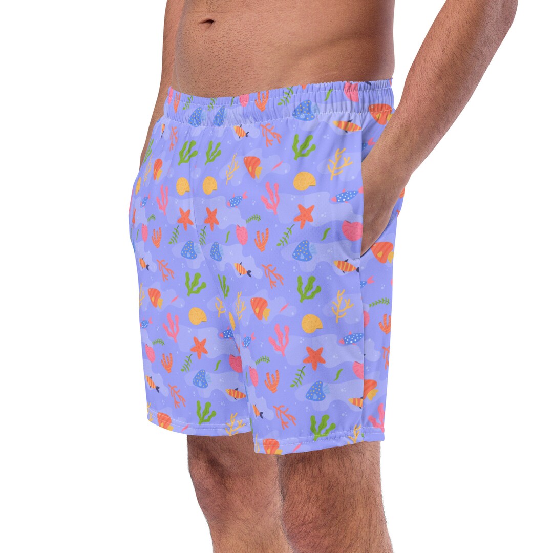 Nautical Under the Sea Printed Men's Swim Trunks, Summer Beach Swimming ...