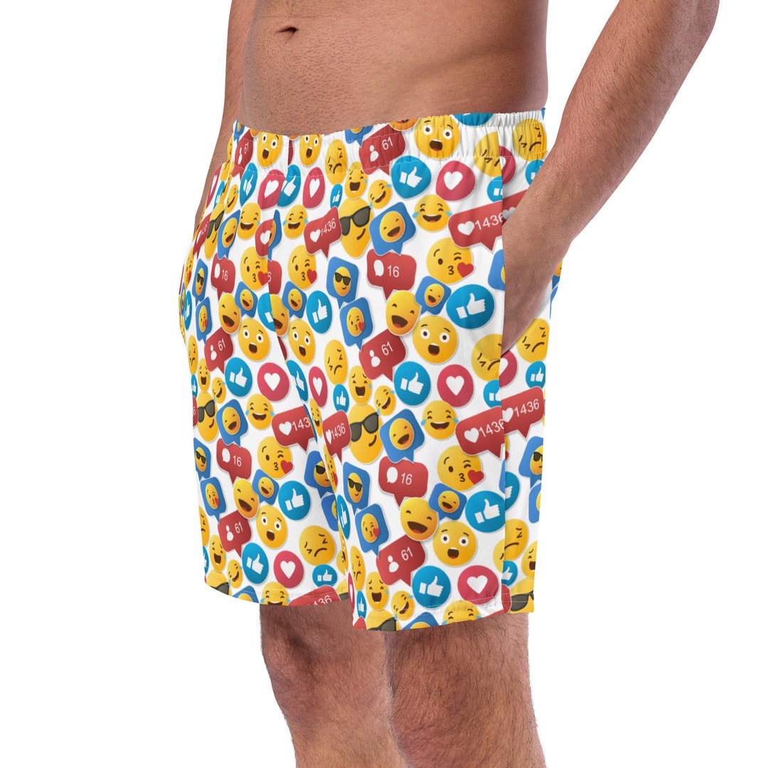 Text Emojis Printed Men's Swim Trunks, All Over Print Swimming Trunks ...