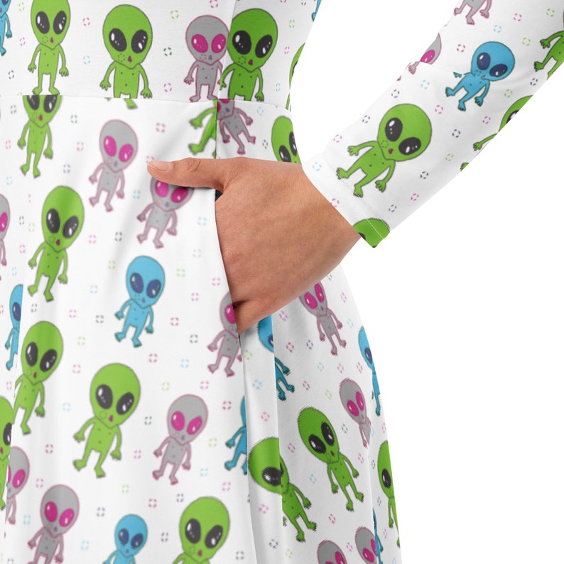 Aliens Sci Fi Midi Dress Women, UFO Aliens Fan Dress, Modest Dress ...
