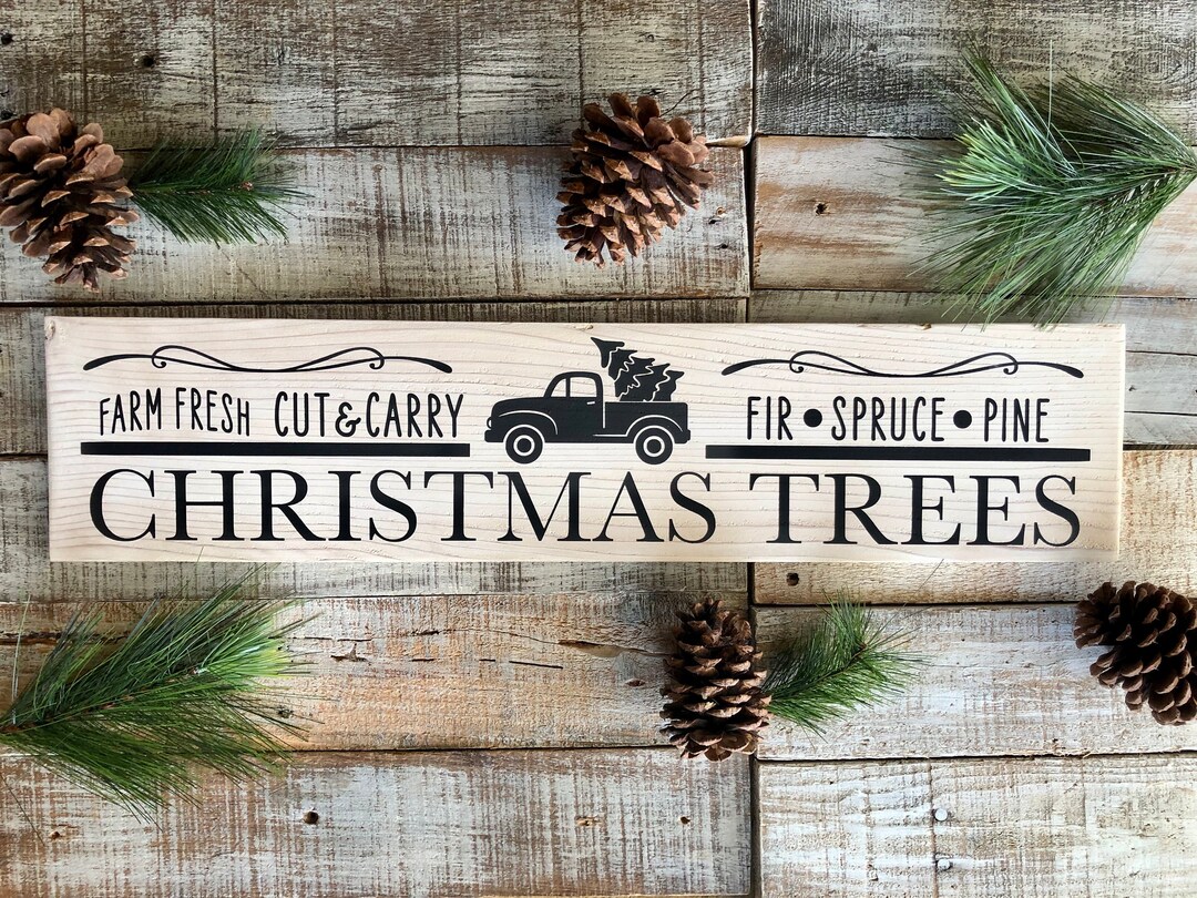 Farm Fresh Christmas Tree Sign: Rustic Winter Decor - Etsy