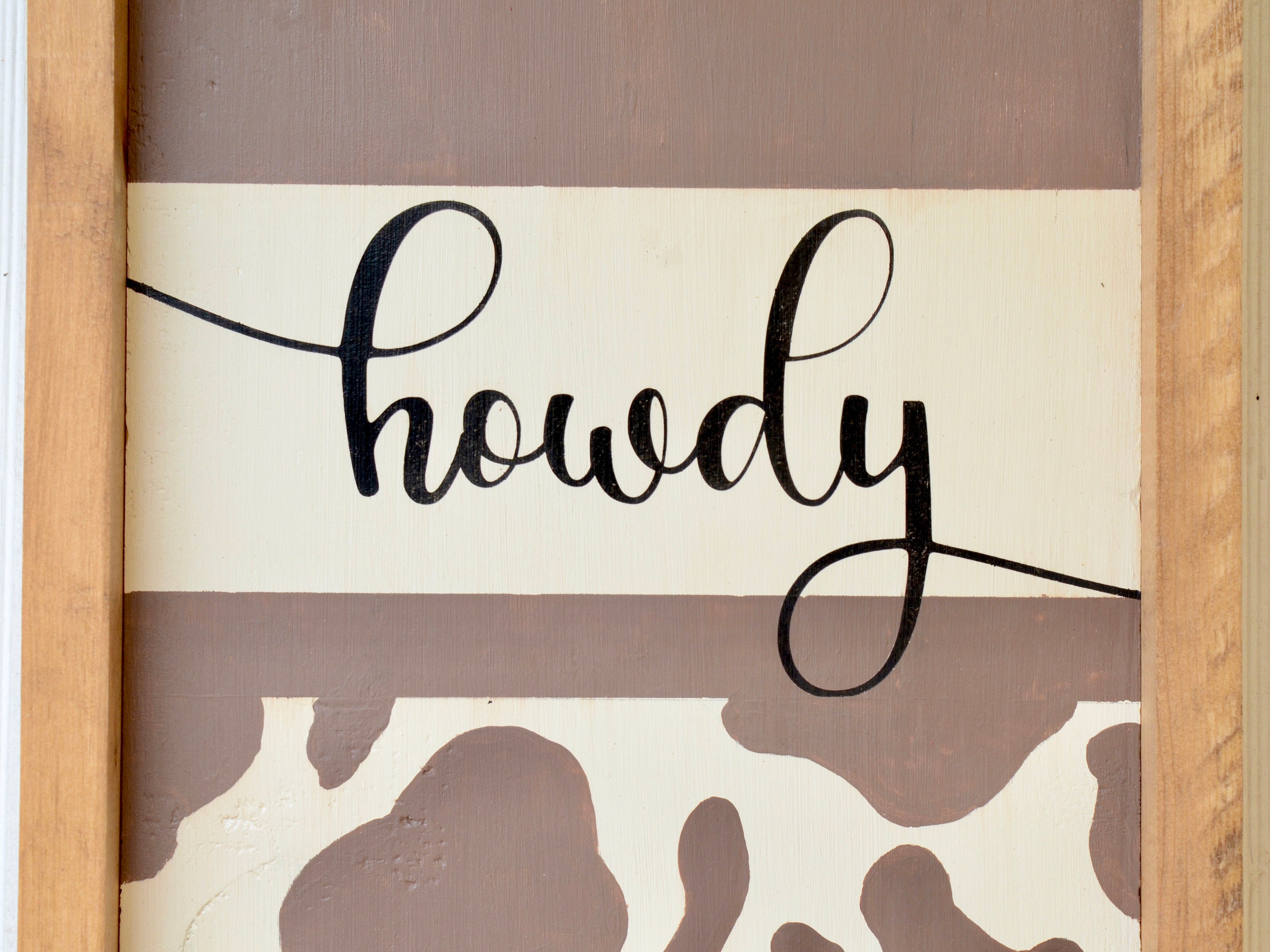 Personalized Western Cow Print Home Decor Sign, Howdy, Entryway Decor ...