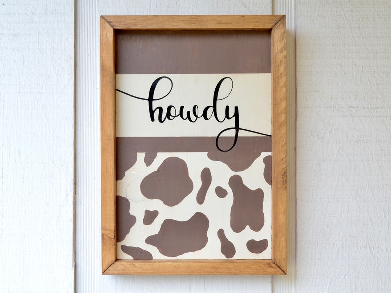 Personalized Western Cow Print Sign: Handmade Wooden Framed Decor - Etsy