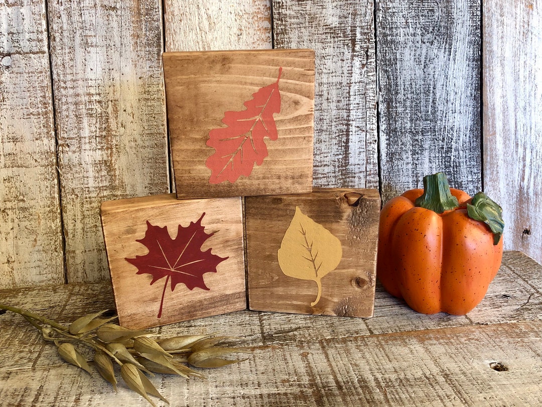 Fall Leaves Shelf Sitter Blocks, Fall Stacking Blocks, Tiered Tray ...