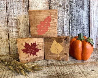 Autumn Leaves Fall Stackable Wooden Blocks - Etsy