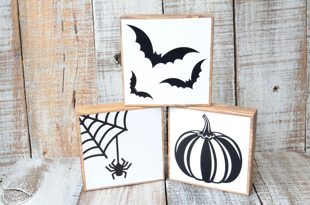 Halloween Stacking Blocks: Bat, Spider, Pumpkin Tiered Tray Decor - Etsy