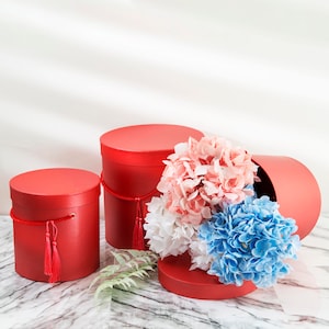 3 Sizes Round Flower Box With Tassel and Lid Flower Box Valentines Day ...