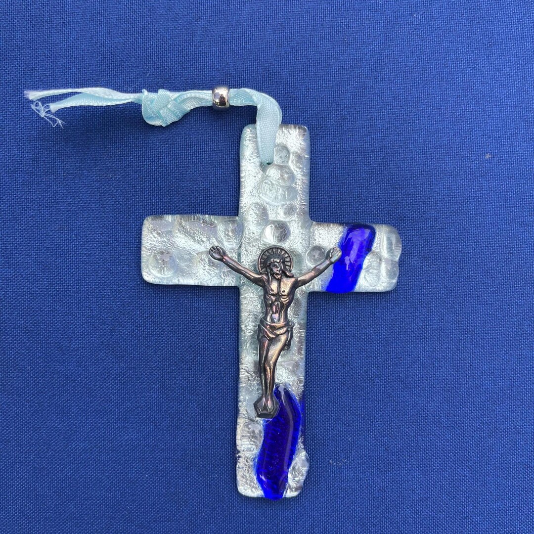 Murano Glass Italian Cross, Wall Decor Catholic, Made in Italy, Italian ...